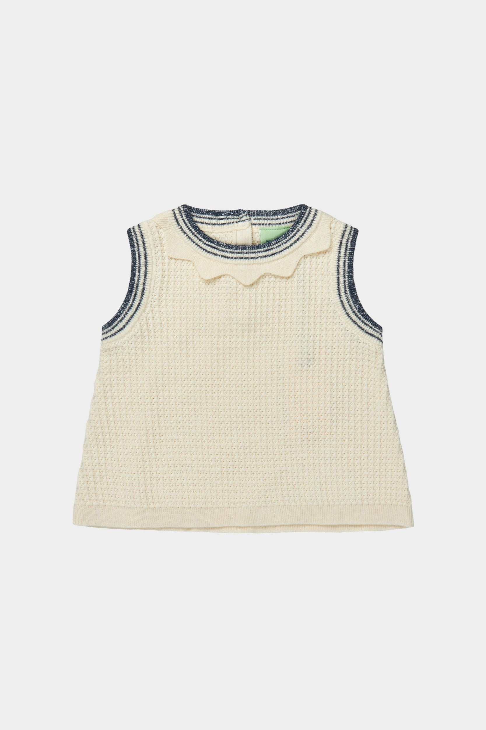 Organic Cotton Baby Sleeveless Structure Top Ecru-FUB Denmark -LITTLEMÓN